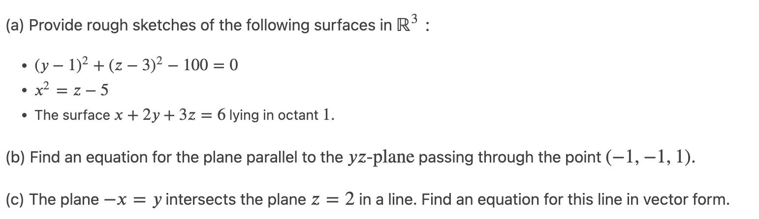Solved (a) ﻿Provide rough sketches of the following surfaces | Chegg.com