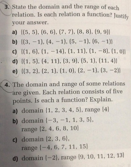 Solved State the domain and the range of each relation. Is | Chegg.com