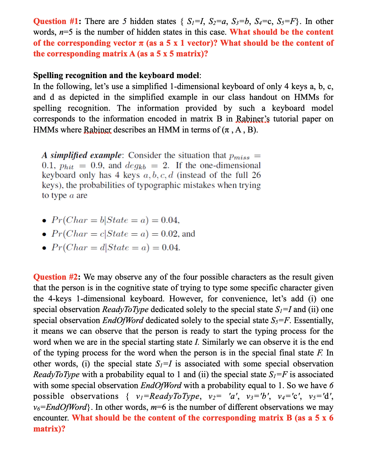 Solved Table 2.1: HMM notation In general, the matrix | Chegg.com