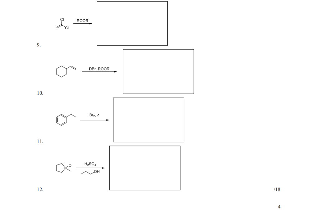 Solved ROOR. ROOR 9. DBr, ROOR 10. Br2, A 11. H2SO4 OH 12. | Chegg.com