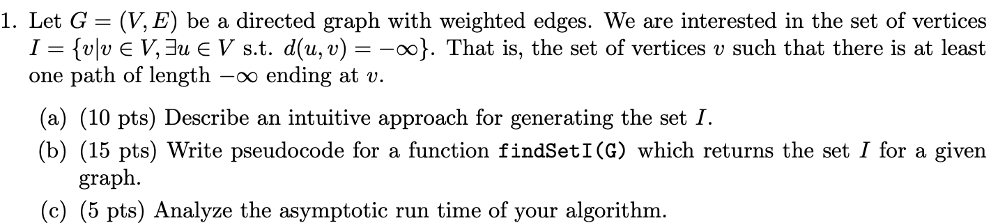 Solved Let G=(V,E) be a directed graph with weighted edges. | Chegg.com