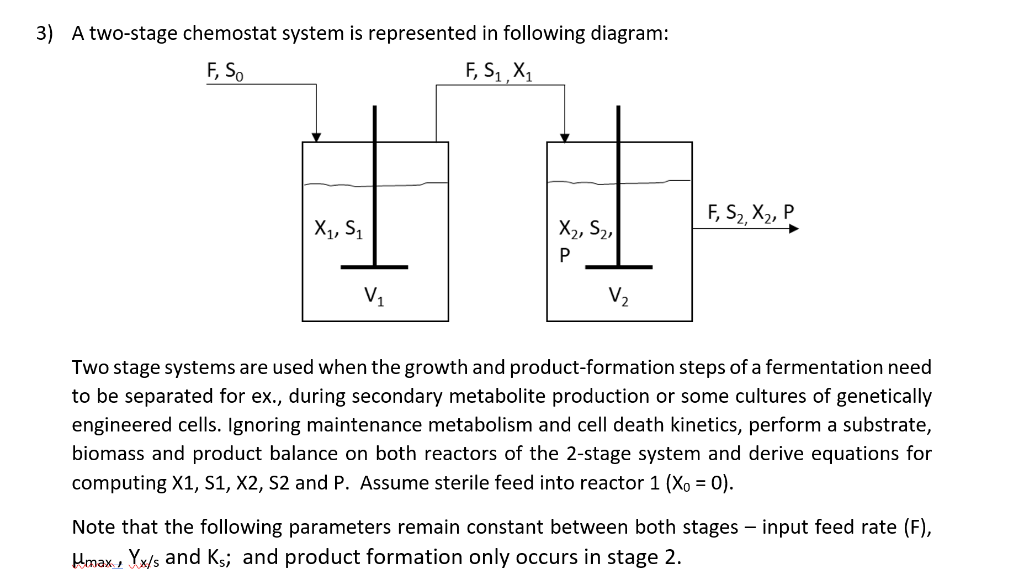 3) A two-stage chemostat system is represented in | Chegg.com