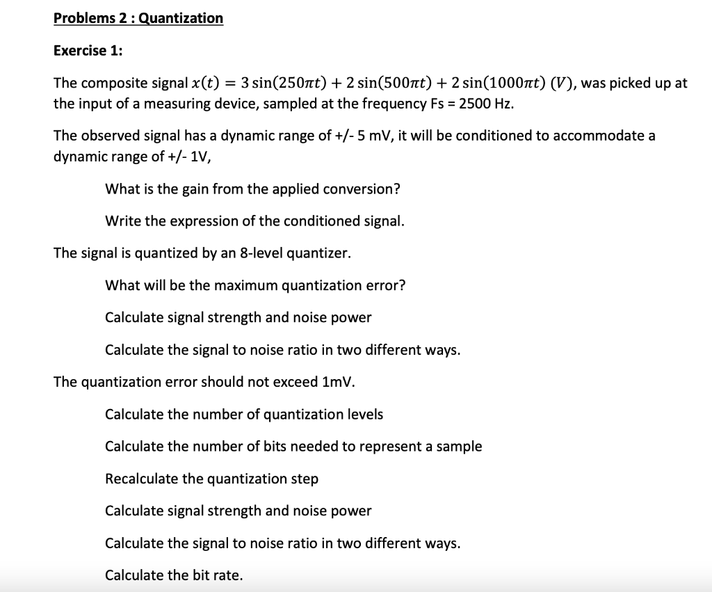 Solved Problems 2: Quantization Exercise 1: The composite | Chegg.com