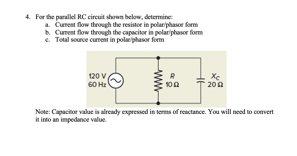 Solved 4. For the parallel RC circuit shown below, | Chegg.com