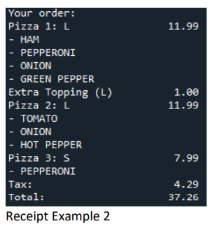 Solved I have a receipt program where you would input a | Chegg.com