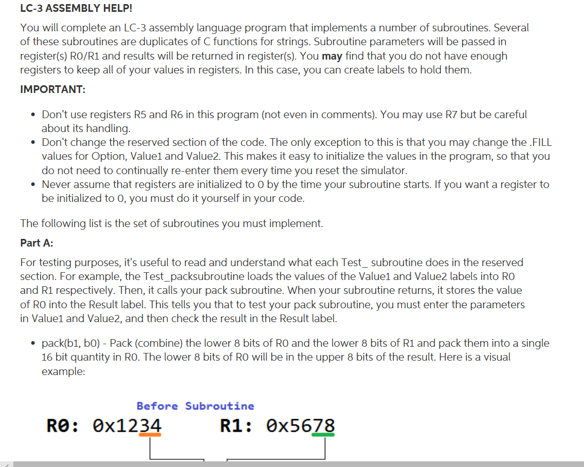 Lc 3 Assembly Help You Will Complete An Lc 3