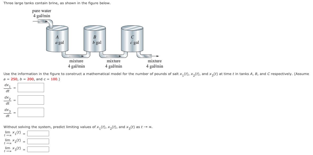 Solved Three large tanks contain brine, as shown in the | Chegg.com