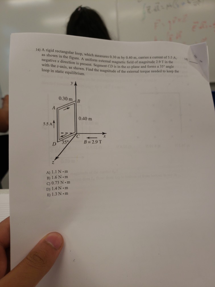 Solved 14) A rigid rectangular loop, which measures 0.30 m | Chegg.com