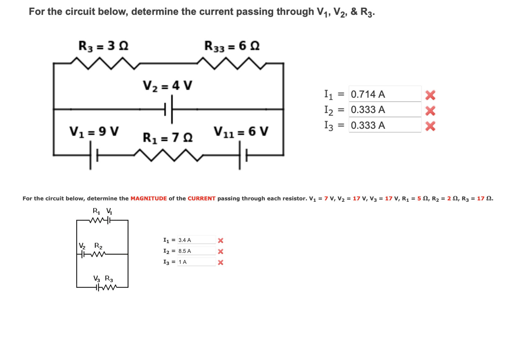 Solved For the circuit below, determine the current passing | Chegg.com