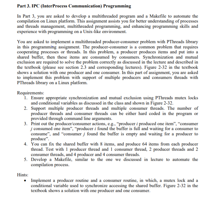 Solved Part 3 Ipc Interprocess Communication Programming Part 3