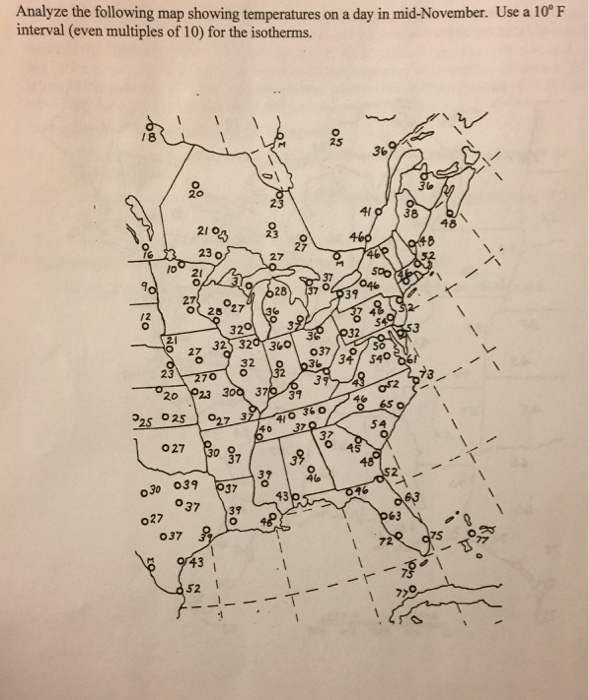 Solved Analyze the following map showing temperatures on a | Chegg.com