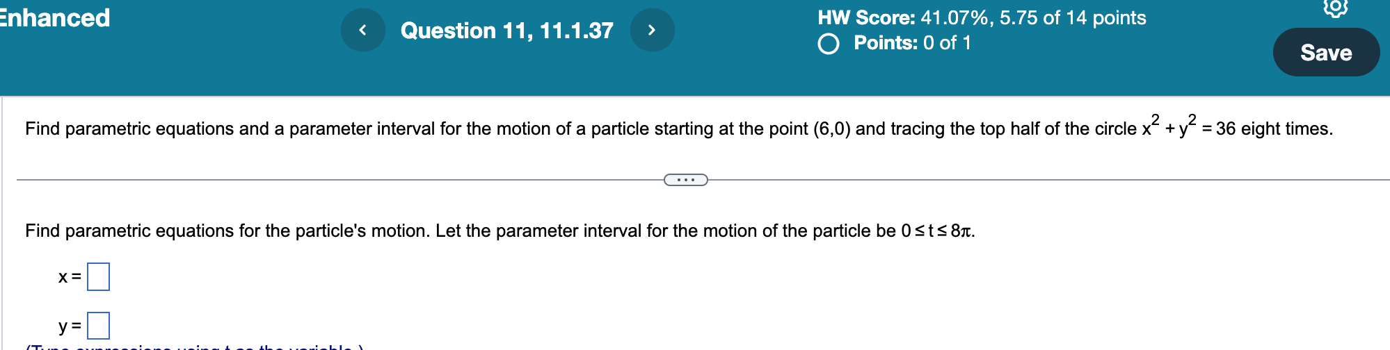 Solved Find parametric equations and a parameter interval | Chegg.com