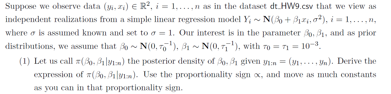 Suppose we observe data (yi,xi)∈R2,i=1,…,n as in the | Chegg.com