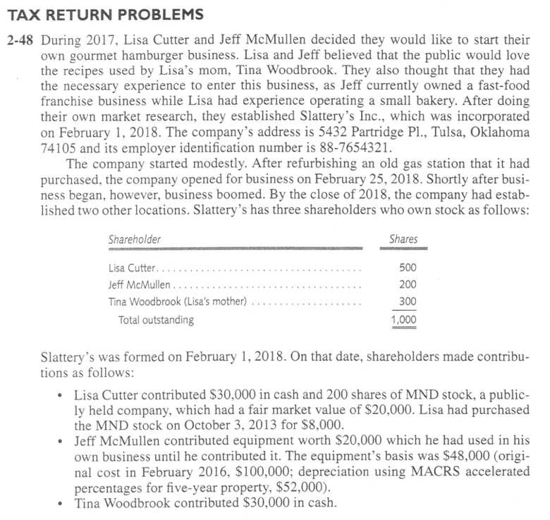 TAX RETURN PROBLEMS -48 During 2017, Lisa Cutter and | Chegg.com