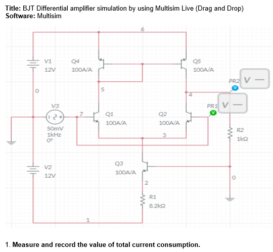 Title: BJT Differential amplifier simulation by using | Chegg.com