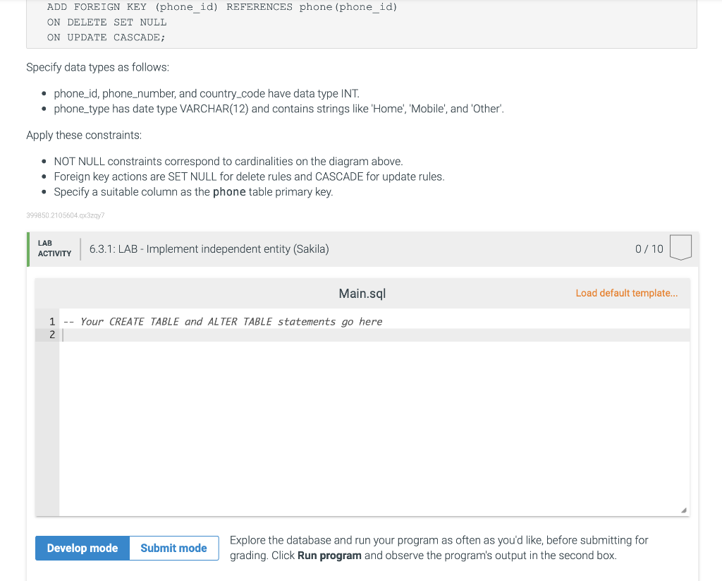 Solved 6.3 LAB - Implement independent entity (Sakila) | Chegg.com Solved 6.3 LAB - Implement independent entity (Sakila) | Chegg.com