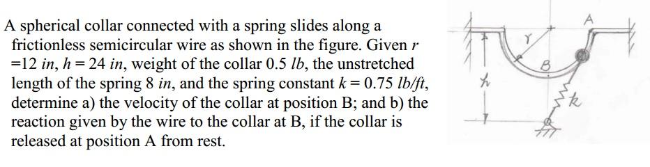 Solved A А. r A spherical collar connected with a spring | Chegg.com