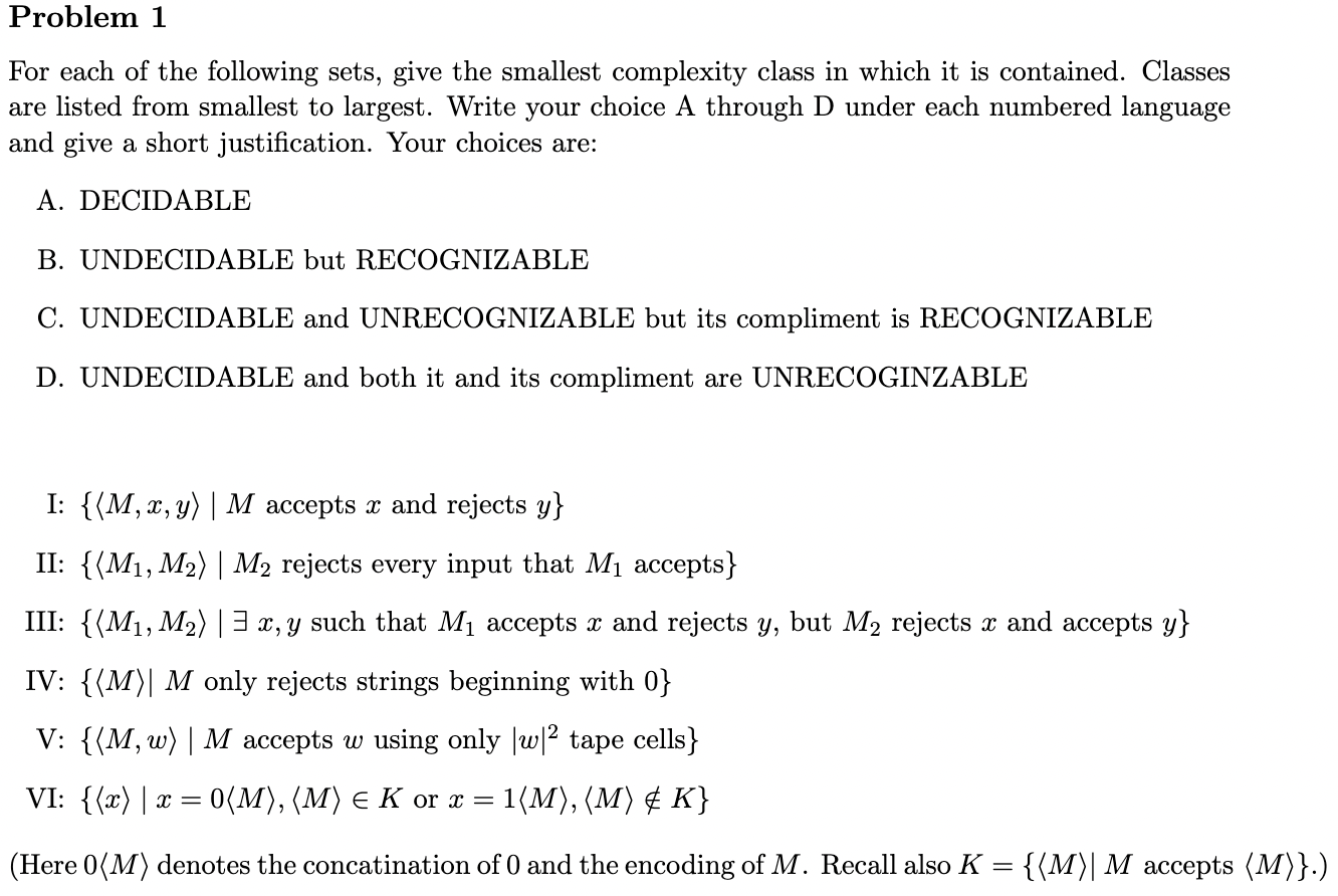 For each of the following sets, give the smallest | Chegg.com