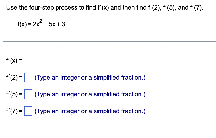 Solved Use the four-step process to find f′(x) and then find | Chegg.com