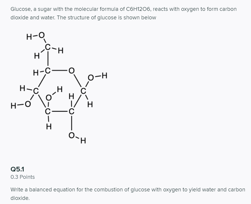 Solved Glucose, a sugar with the molecular formula of | Chegg.com