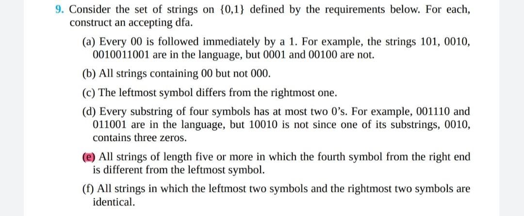 Solved 9. Consider the set of strings on {0,1} defined by | Chegg.com