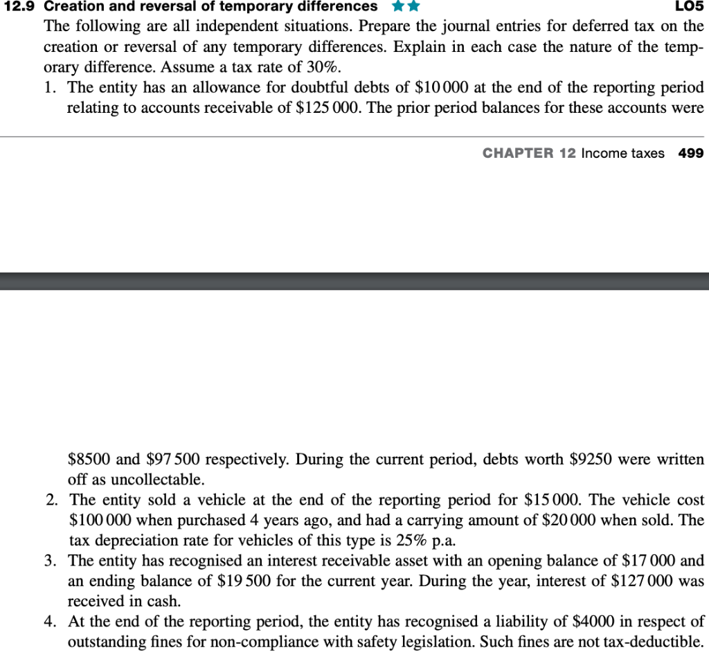 Solved 12.9 Creation and reversal of temporary differences | Chegg.com