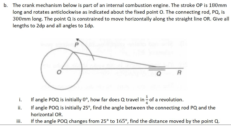 Solved b. The crank mechanism below is part of an internal | Chegg.com