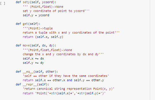 Solved class Point: 'class that represents a point in the | Chegg.com