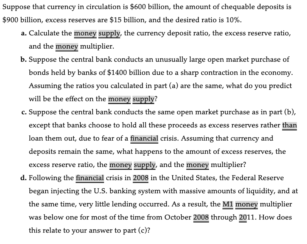 Solved Suppose that currency in circulation is $600 billion, | Chegg.com