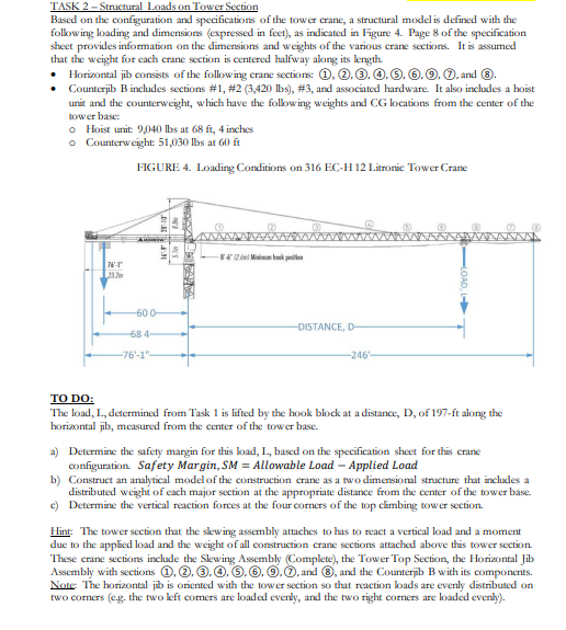 TASK 2 - Structural Loads on Tower Section Based on | Chegg.com