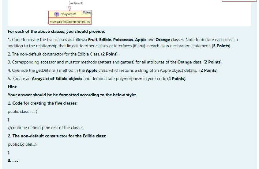 Solved Given the following UML Class Diagram that depicts | Chegg.com