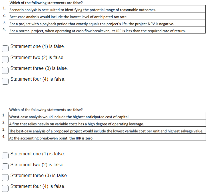 Statement one (1) is false. Statement two (2) is | Chegg.com
