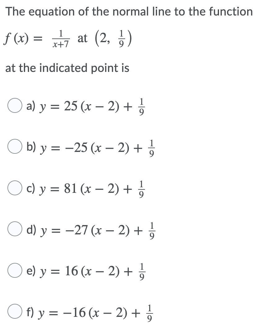 Solved The equation of the normal line to the function f (x) | Chegg.com