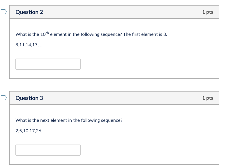 Solved What is the 10th element in the following sequence? | Chegg.com