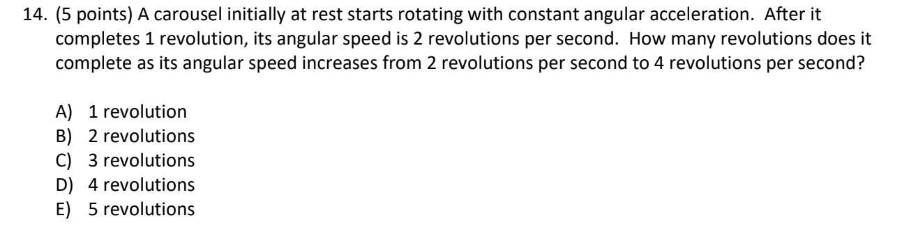 Solved 14. (5 points) A carousel initially at rest starts | Chegg.com
