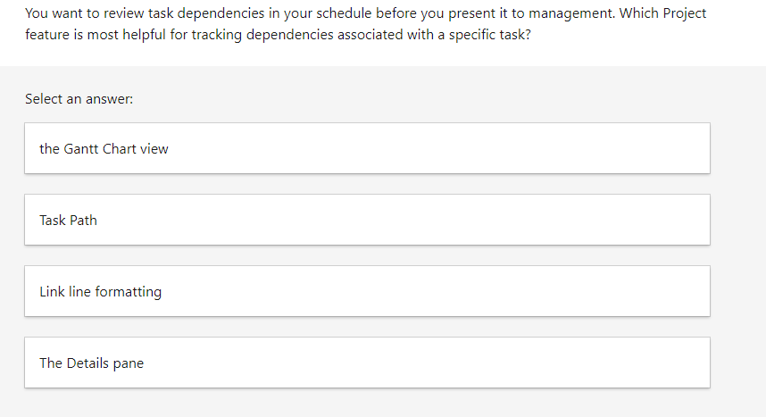 Solved You want to review task dependencies in your schedule | Chegg.com