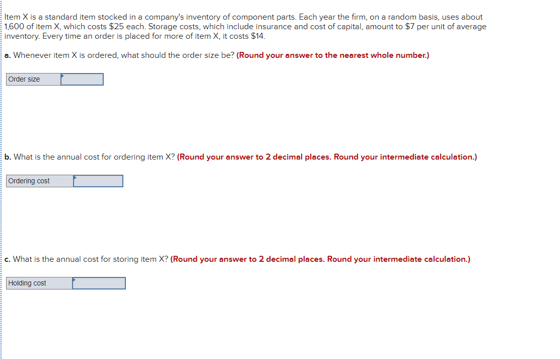 Solved Item X is a standard item stocked in a company's | Chegg.com
