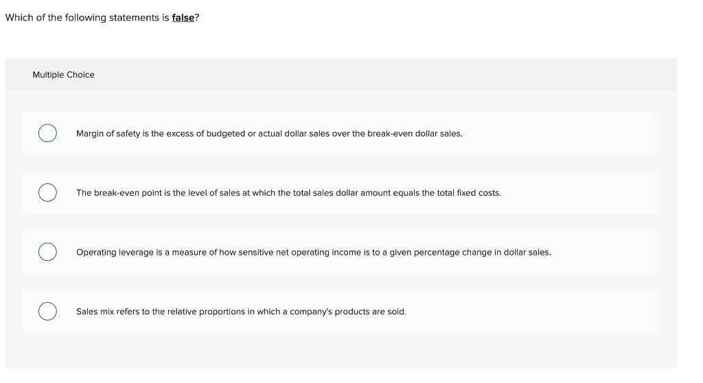 Solved Which of the following statements is true? Multiple | Chegg.com