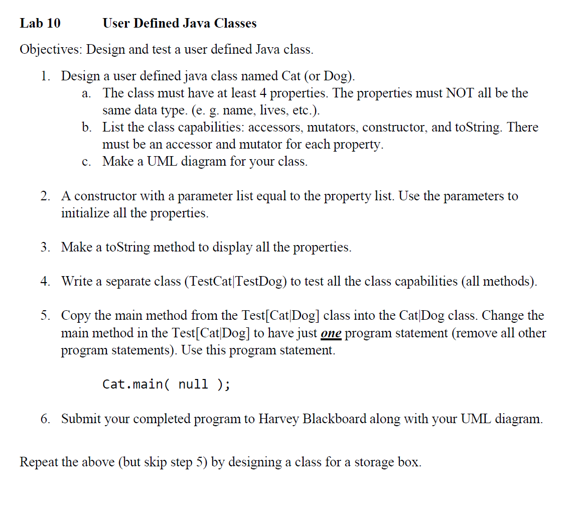 Solved Lab 10 User Defined Java Classes Objectives: Design | Chegg.com