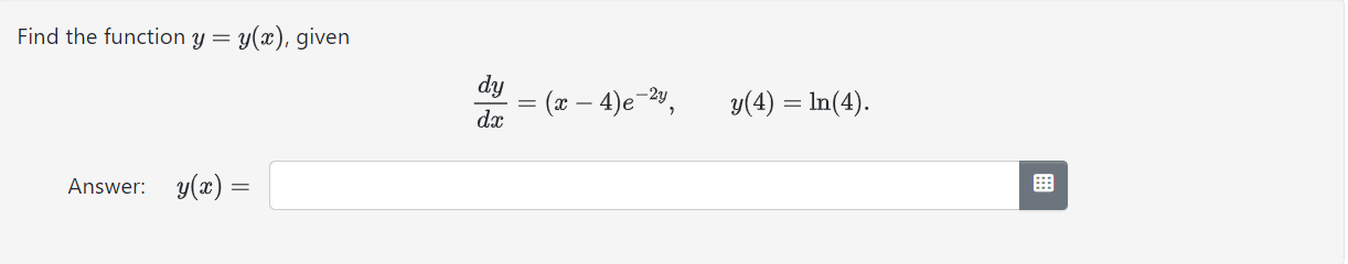 Solved Find the function y=y(x), given | Chegg.com