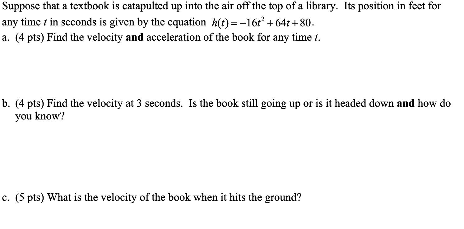 Solved Suppose that a textbook is catapulted up into the air | Chegg.com