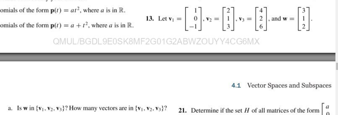 Solved code class="asciimath"> ﻿a. ﻿Is w in | Chegg.com