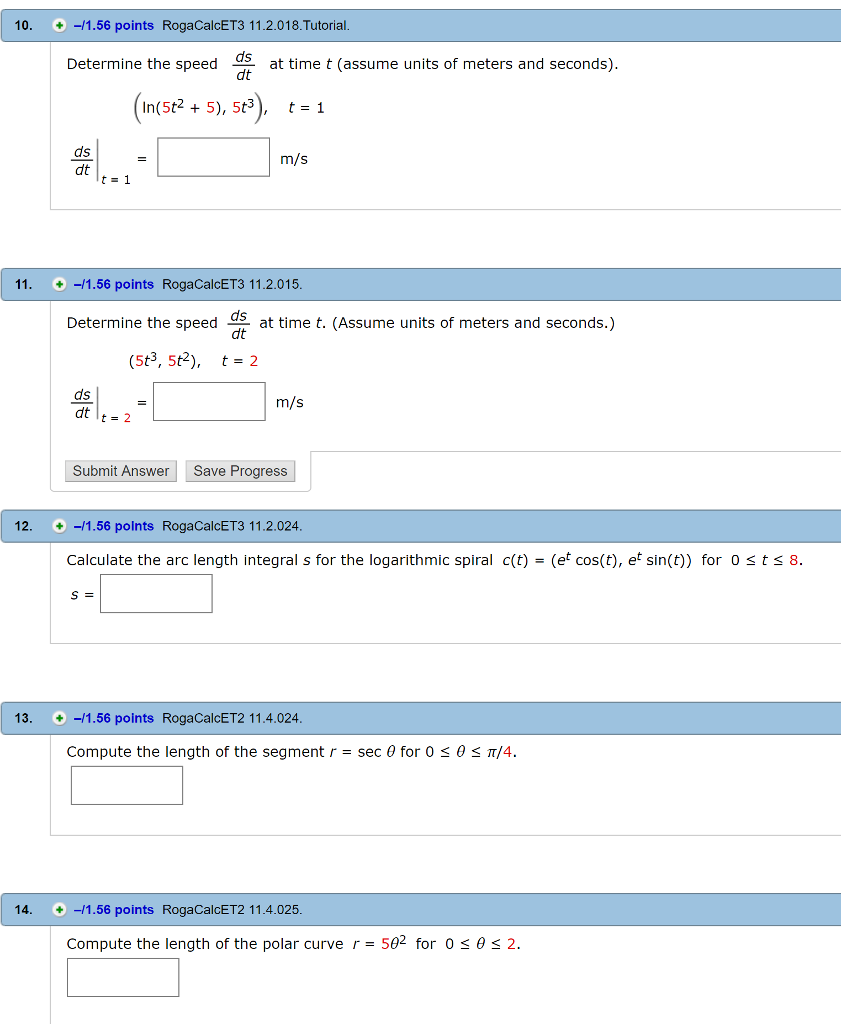 Solved 10. -11.56 points RogaCalcET3 11.2.018.Tutorial. | Chegg.com