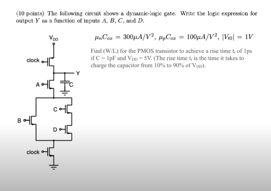 Solved (10 points) The following circuit shows a | Chegg.com