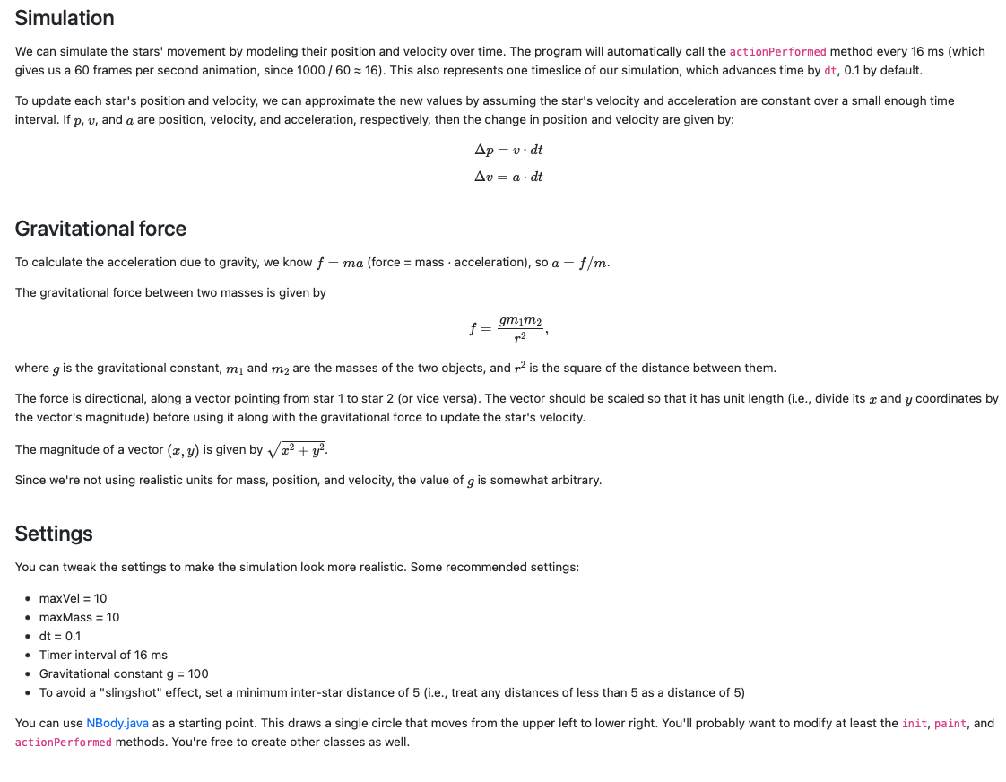 Solved 1. NBody Write a program that simulates the | Chegg.com
