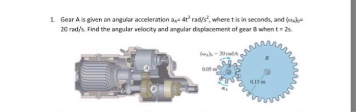 Solved Gear A is given an angular acceleration a_A = 4t^3 | Chegg.com