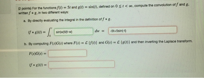 Solved For the functions f(t) = 51 and g(t) = sin(t), | Chegg.com