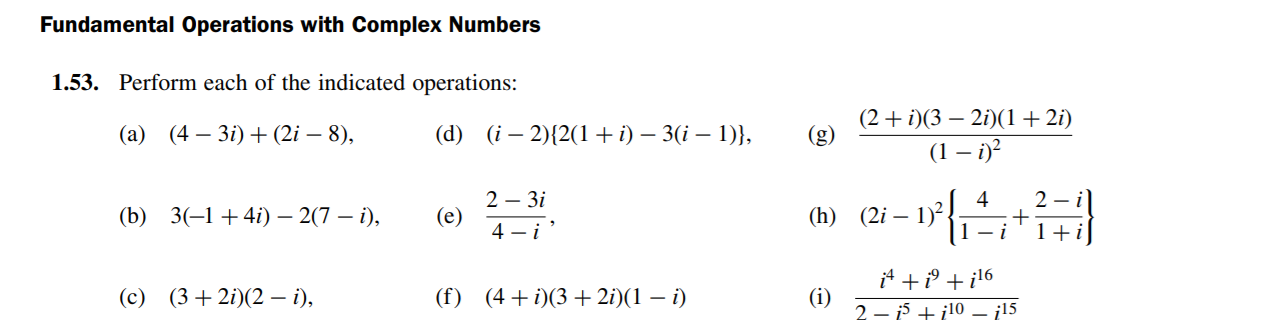 Solved Fundamental Operations with Complex Numbers 1.53. | Chegg.com