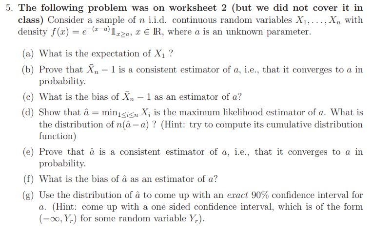 The following problem was on worksheet 2 (but we did | Chegg.com