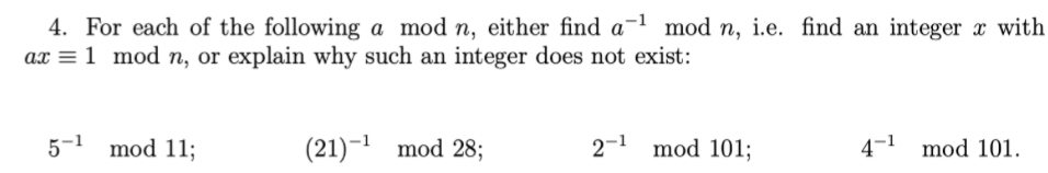 Solved 4. For each of the following amodn, either find | Chegg.com